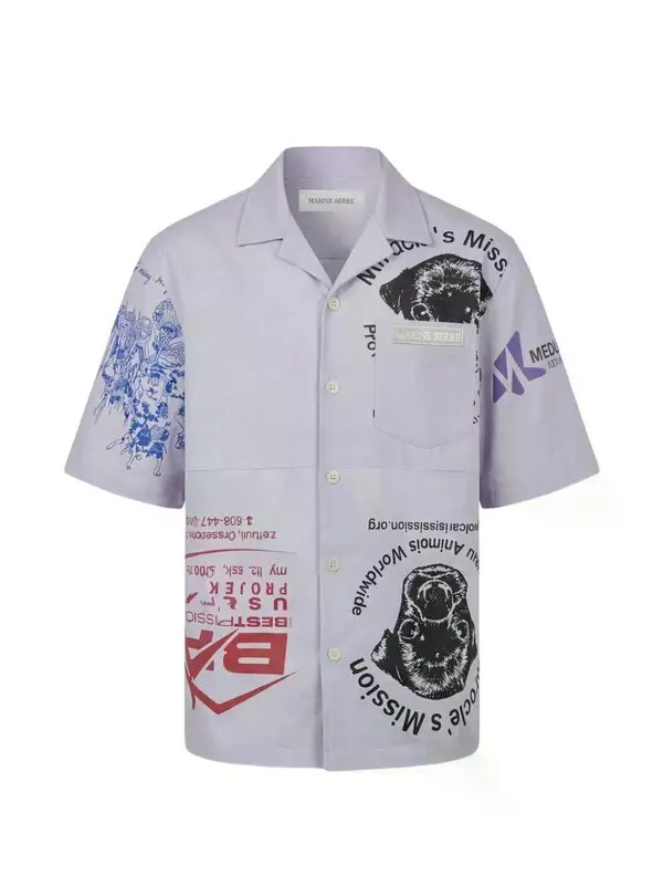 MARINE SERRE Graphic Print Bowling Shirt