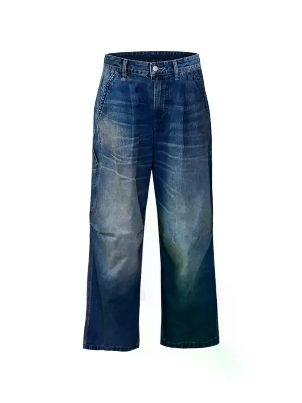 R13 Pleated Faded-effect Jeans - Blue