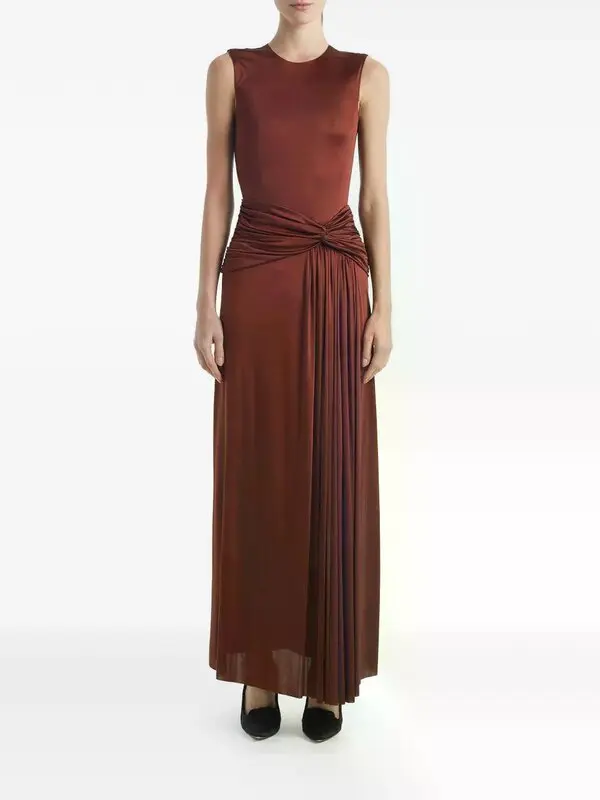 Adam Lippes Talitha Draped-waist Dress - Brown