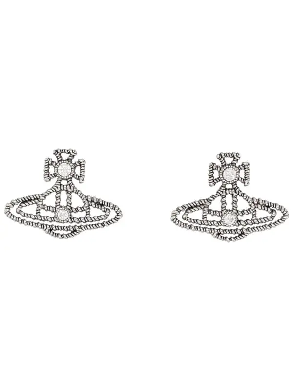 VIVIENNE WESTWOOD Coretta" Orb Earrings With Crystal Embellishments - Silver