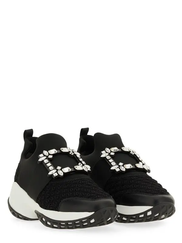 ROGER VIVIER Viv Run Buckled Sneakers - Black