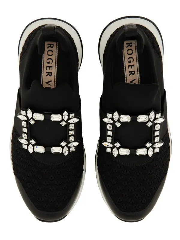 ROGER VIVIER Viv Run Buckled Sneakers - Black