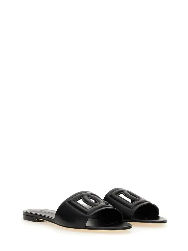 Dolce & Gabbana Logo Detail Slide Sandals - Black