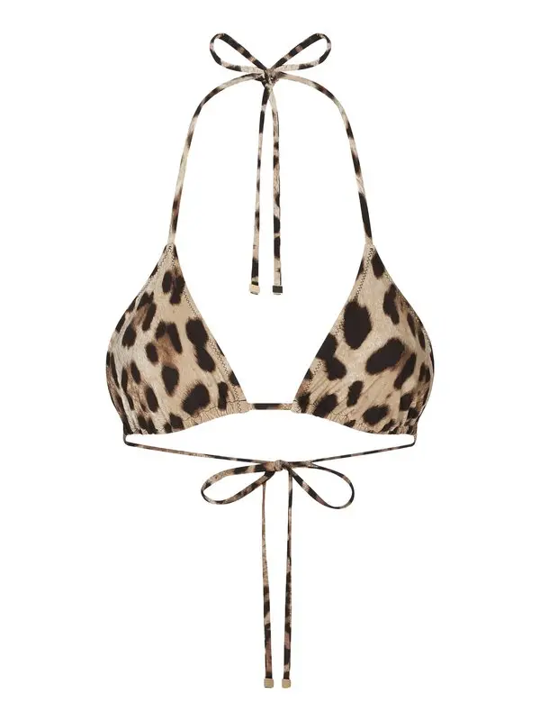 Dolce & Gabbana Leopard Print Triangle Bikini Top