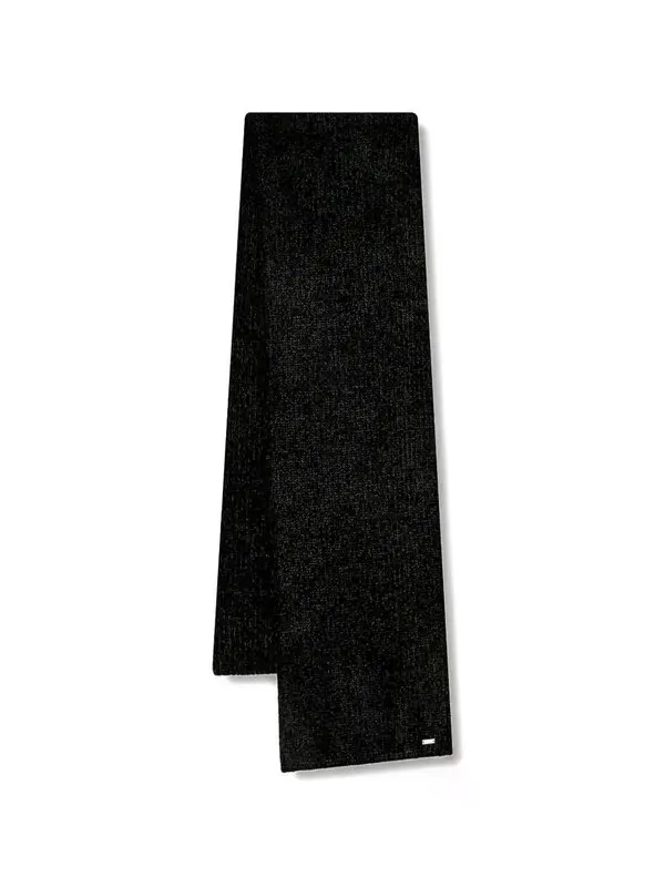 Armani Exchange Logo-plaque Chenille-knit Scarf - Black