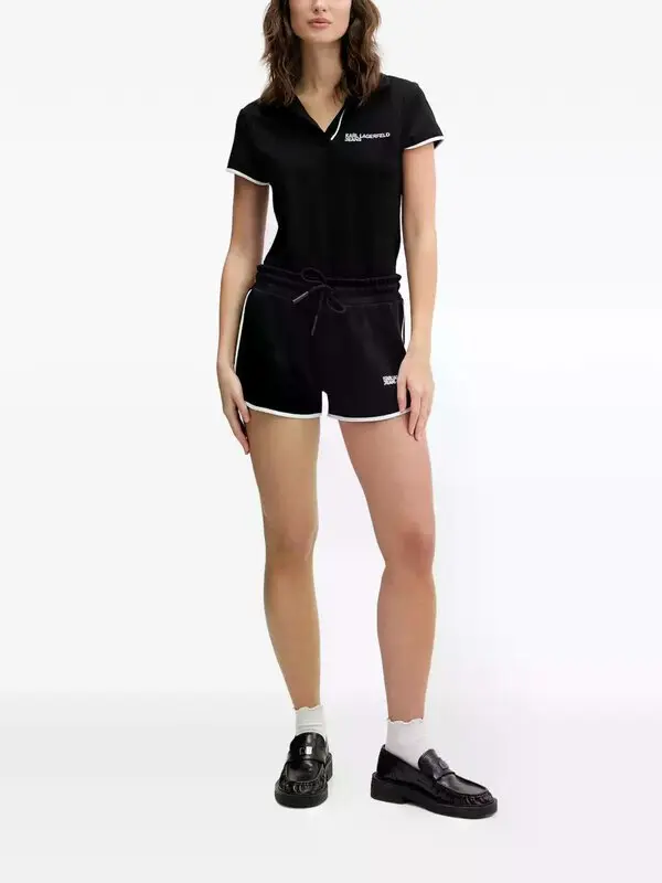 Karl Lagerfeld V-neck Polo Shirt - Black