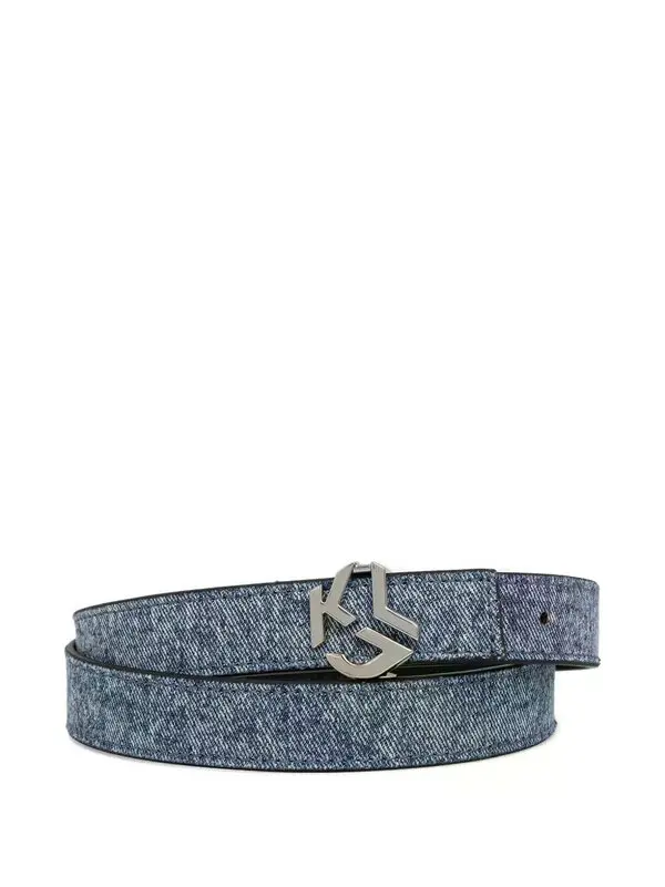 Karl Lagerfeld Monogram Buckle Denim Belt