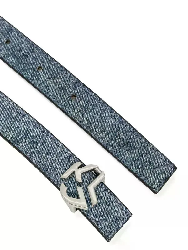 Karl Lagerfeld Monogram Buckle Denim Belt