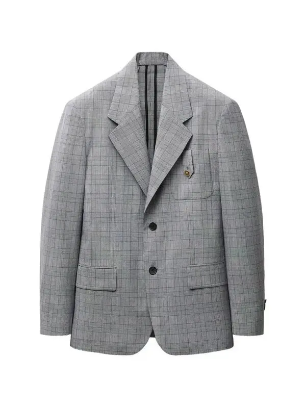 Versace Prince Of Wales Wool Blazer - Grey