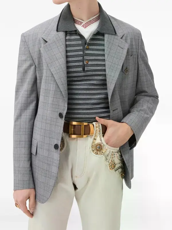 Versace Prince Of Wales Wool Blazer