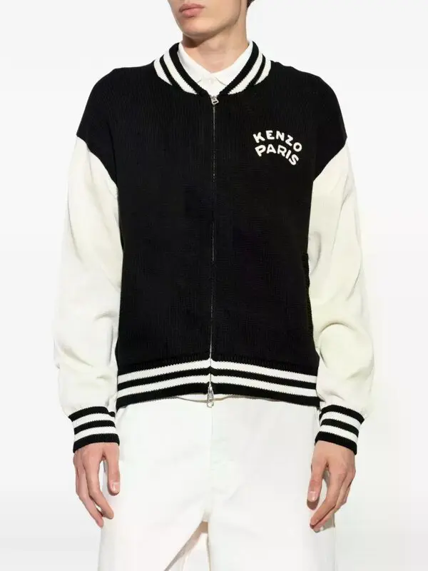 Kenzo Logo Embroidered Zip-up Cardigan