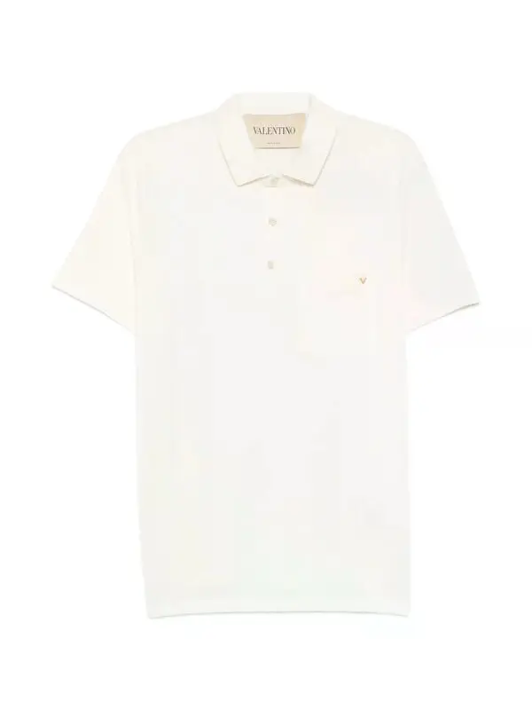 Valentino Garavani Vlogo-plaque Pocket Polo Shirt - Neutrals