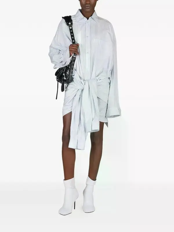 Balenciaga Pinstriped Mini Shirt Dress