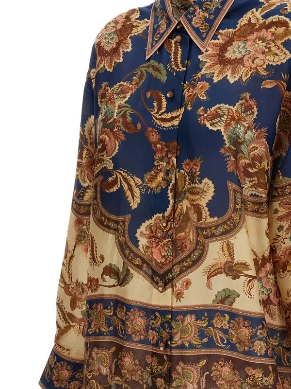 Zimmermann Aster Printed Silk Shirt - Blue