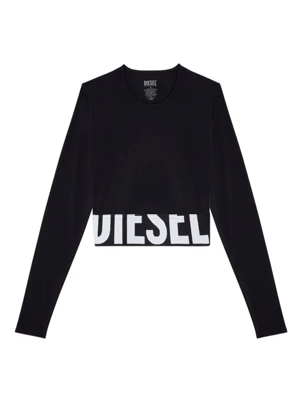 DIESEL® Logo Cropped Long Sleeve Top - Black
