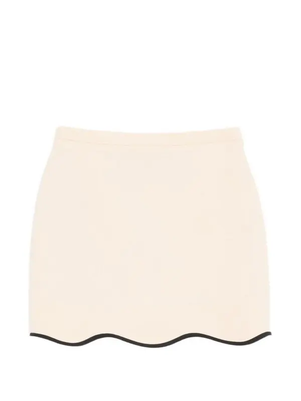 Valentino Garavani Wool And Silk Blend Skirt With Scalloped Hem