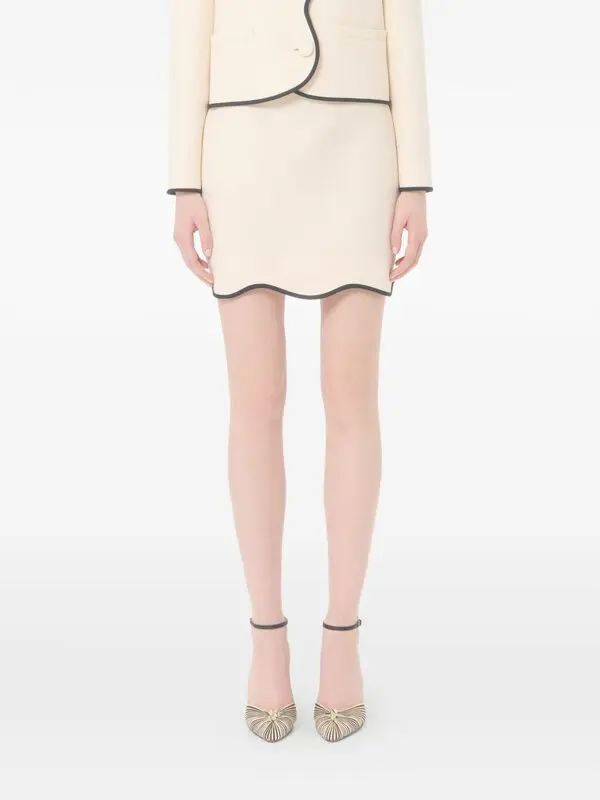 Valentino Garavani Wool And Silk Blend Skirt With Scalloped Hem