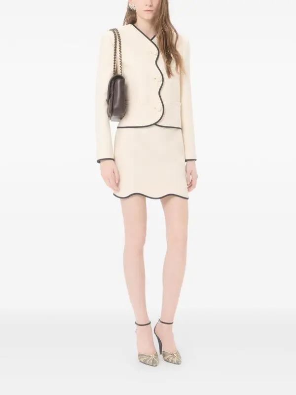 Valentino Garavani Wool And Silk Blend Skirt With Scalloped Hem