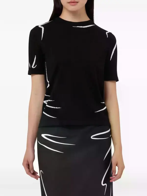 Moschino Scribble-print Short-sleeve Sweater