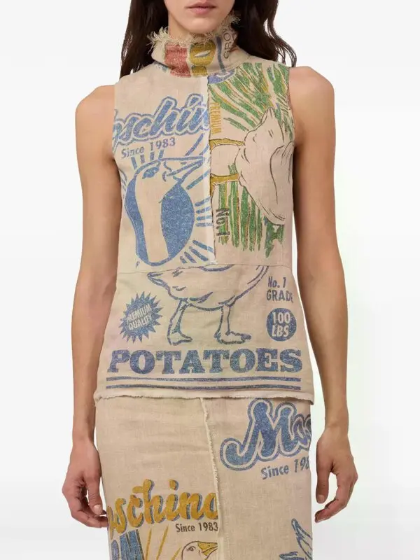 Moschino Graphic Print Raw-edge Tank Top