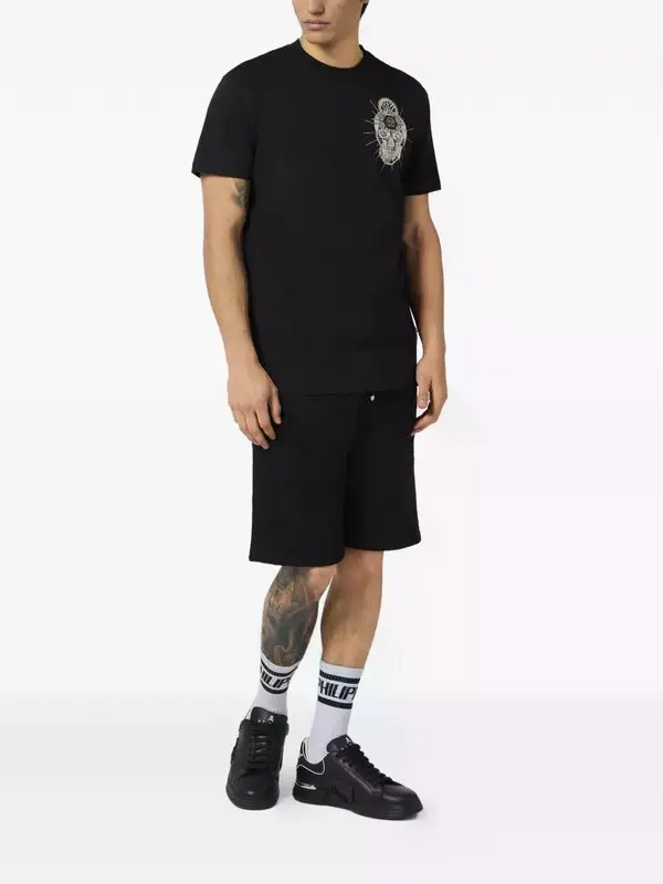 Philipp Plein Round-neck Skull-embroidery T-shirt