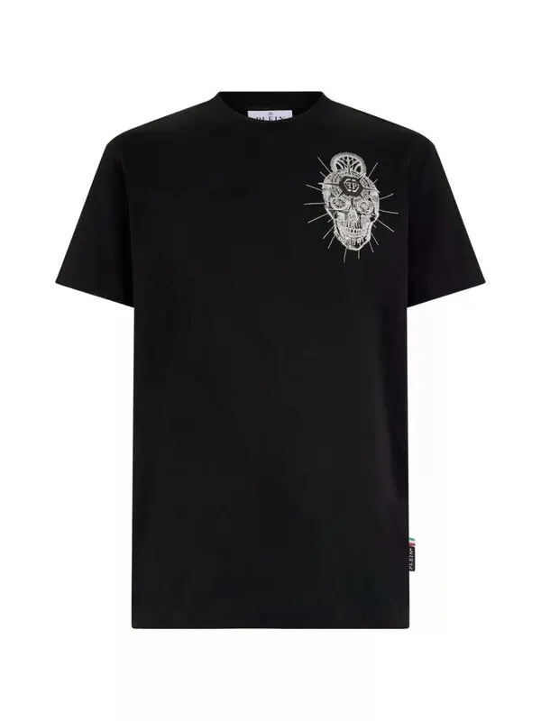 Philipp Plein Round Neck T-shirt Chest Embroidery Skull - Black
