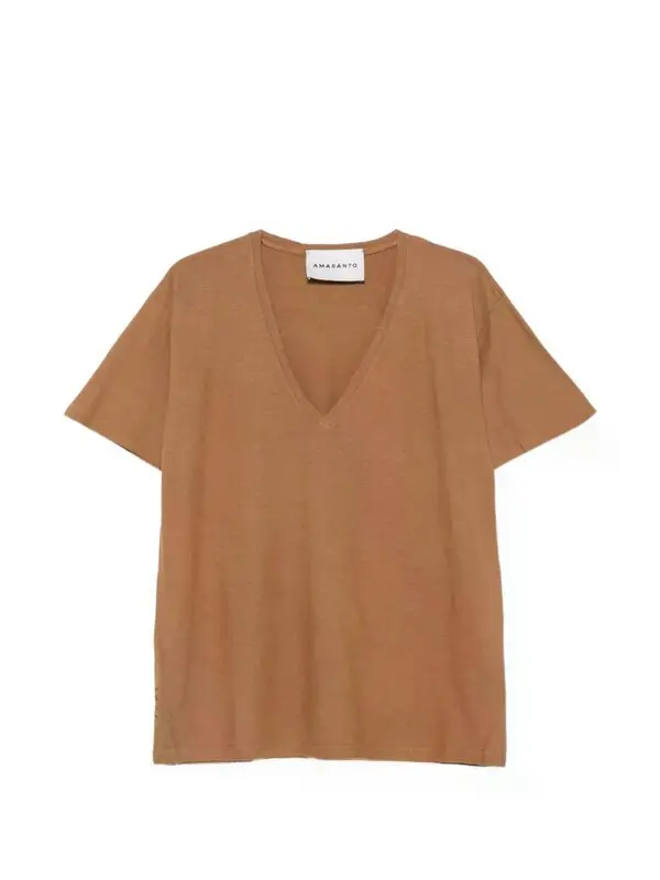AMARANTO V-neck Short-sleeve T-shirt - Brown
