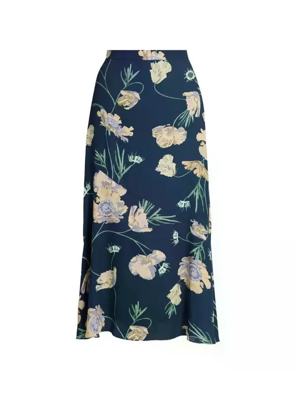 Erdem Floral Print A-line Midi Skirt - Blue