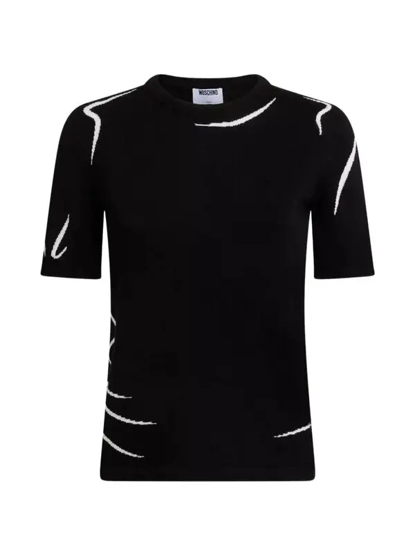 Moschino Scribble-print Short-sleeve Sweater