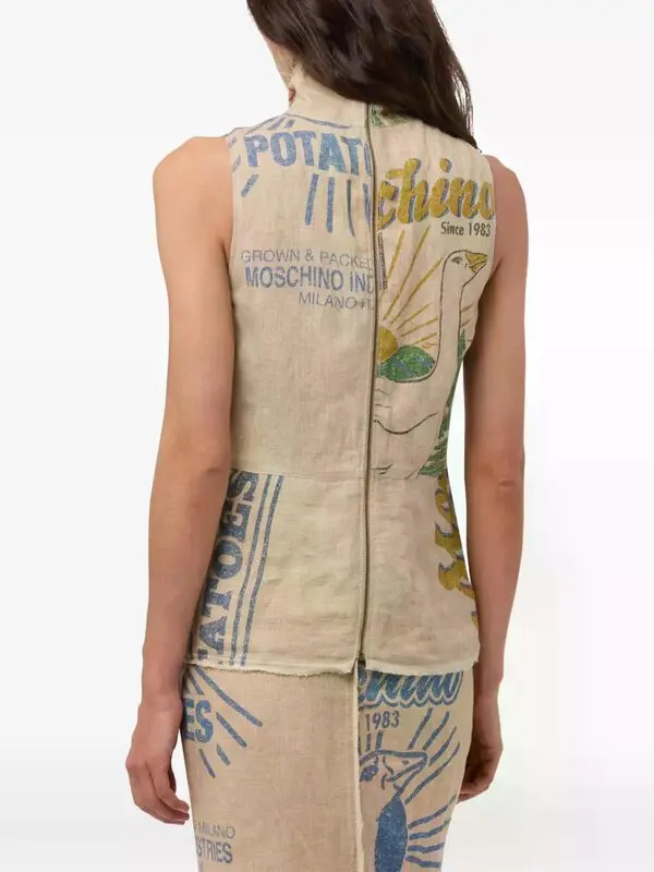 Moschino Graphic Print Raw-edge Tank Top