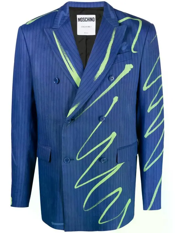 Moschino Graphic-print Double-breasted Blazer - Blue