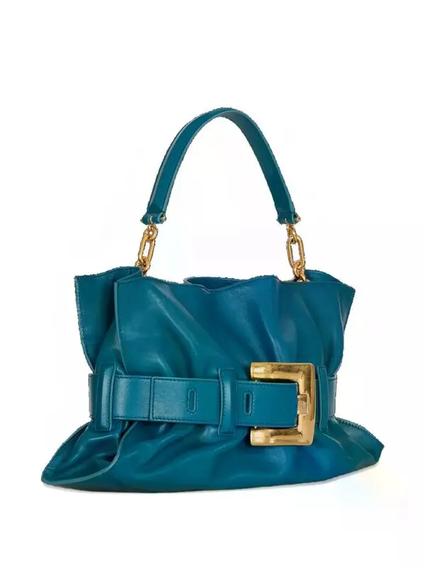 Balmain Medium Anthem Bag In Smooth Leather - Blue