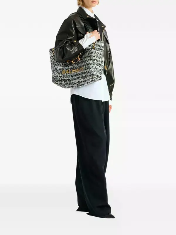 Balmain 1945 Soft Tweed Tote Bag