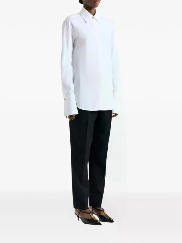 Balmain Cotton Poplin Shirt With Lion Head Button Detail