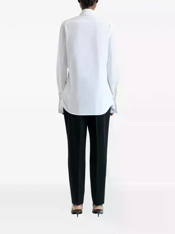 Balmain Cotton Poplin Shirt With Lion Head Button Detail