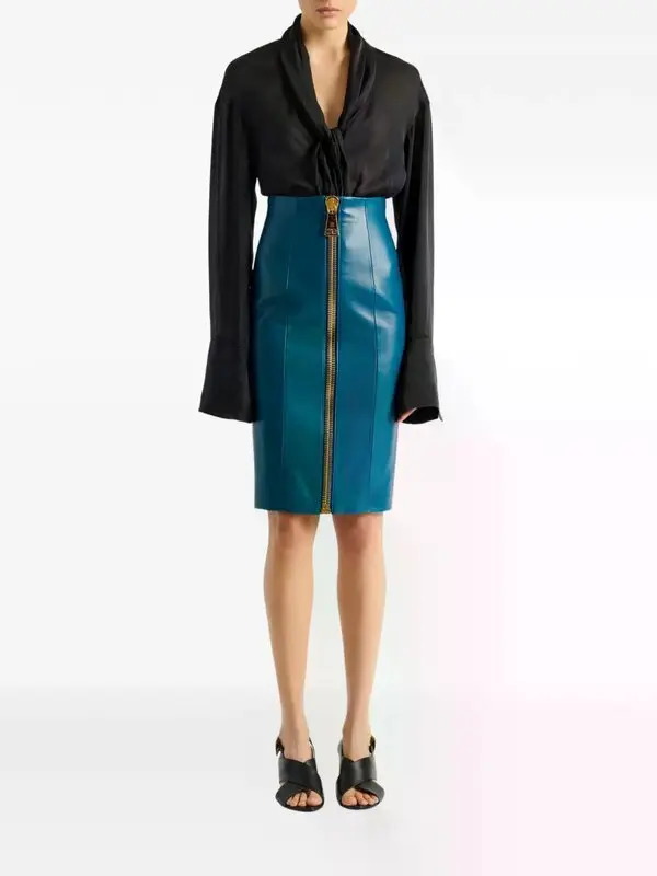 Balmain Zipped Lambskin Skirt