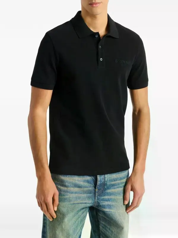Balmain Embroidered Vintage Polo - Black