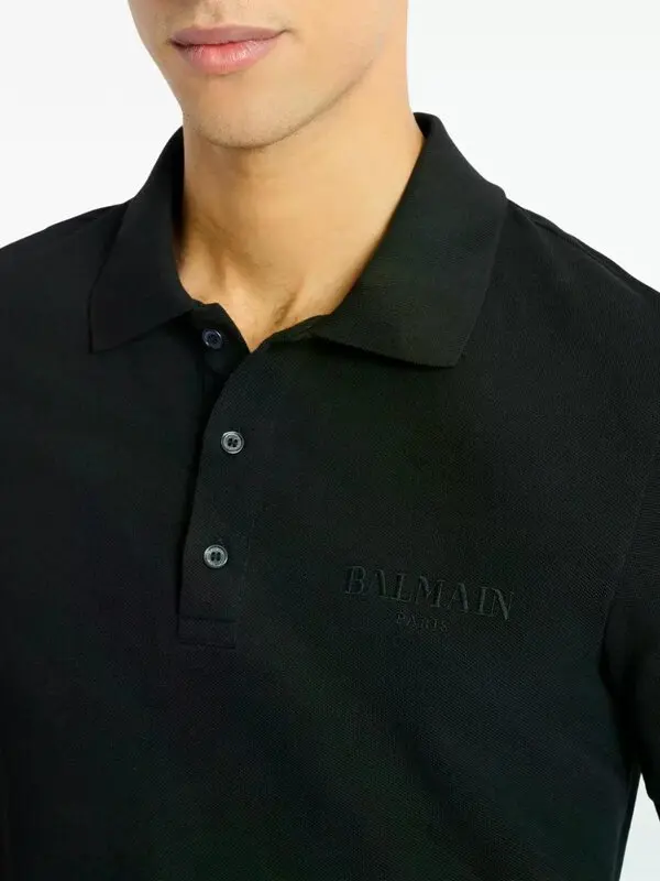 Balmain Embroidered Vintage Polo - Black