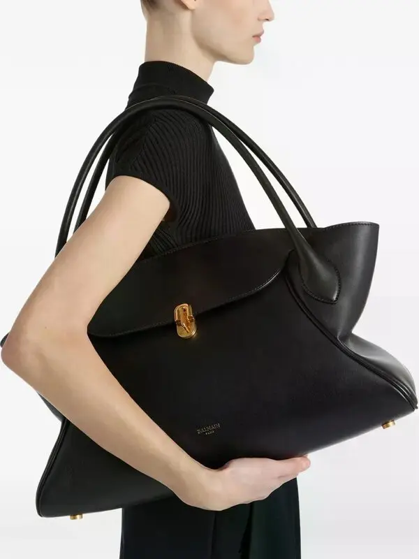 Balmain Smooth Leather Pulse Day Bag - Black