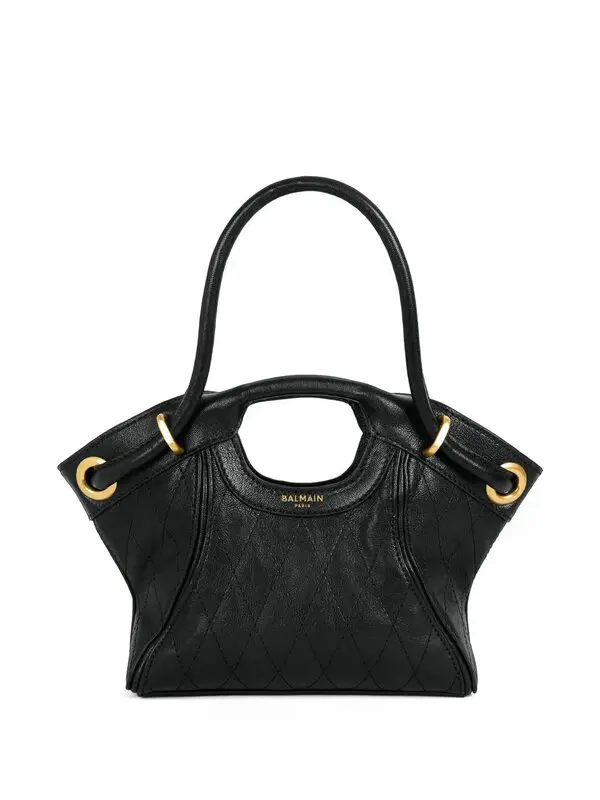 Balmain Small Smooth Leather Tote - Black
