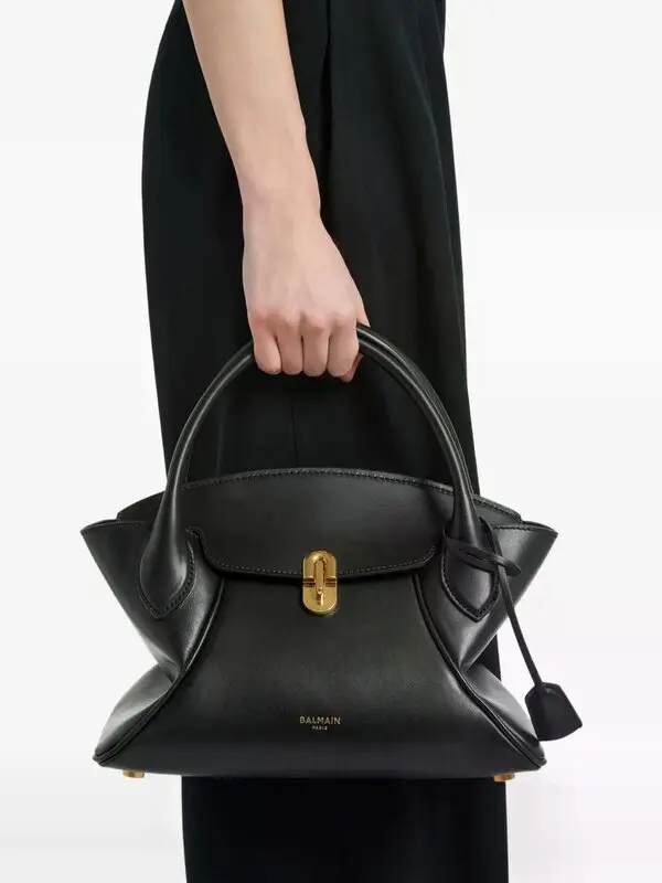 Balmain Small Pulse Day Bag In Smooth Leather - Black