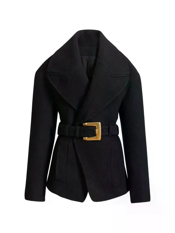 Balmain Belted Wool Pea Coat