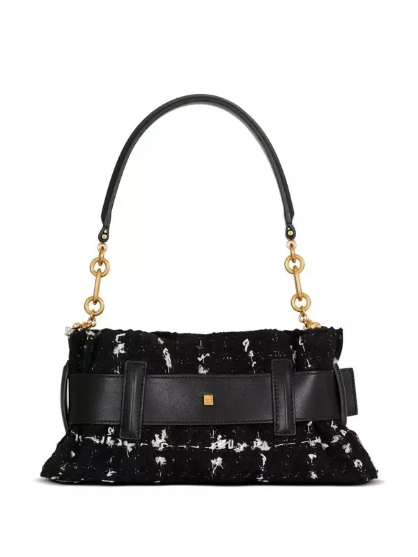 Balmain Mini Anthem Bag In Smooth Leather And Tweed