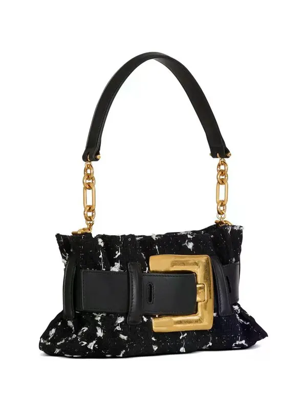 Balmain Mini Anthem Bag In Smooth Leather And Tweed