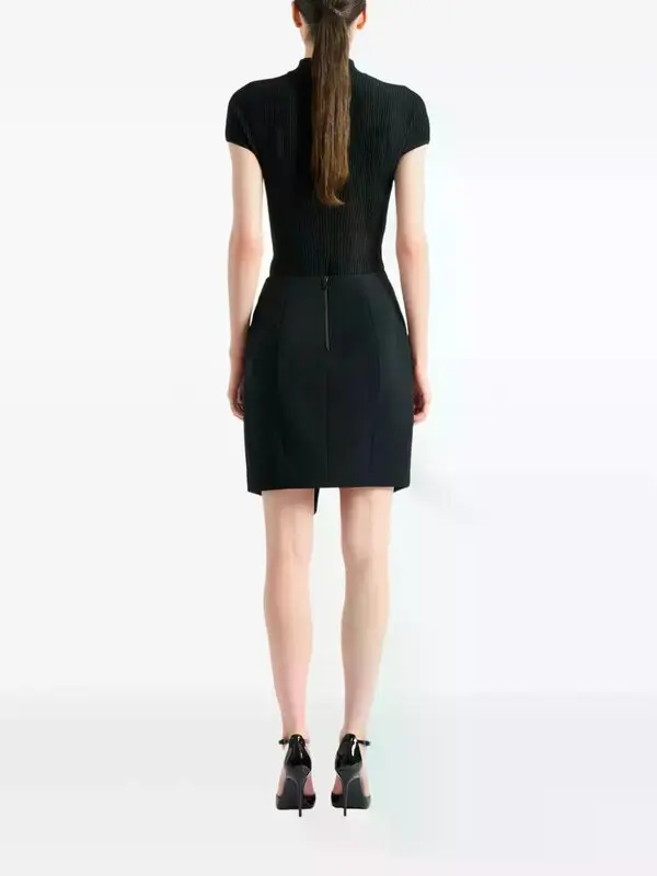 Balmain Belted Grain De Poudre Wool Skirt - Black