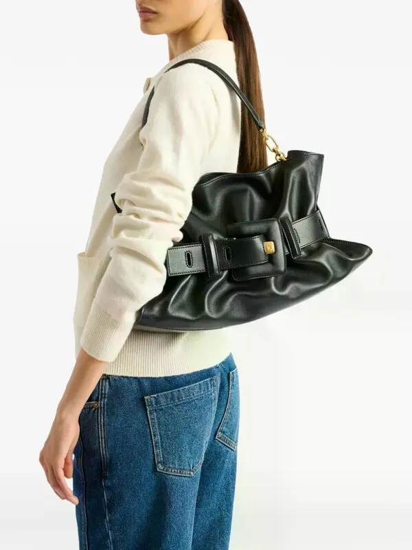 Balmain Medium Anthem Bag In Smooth Leather - Black