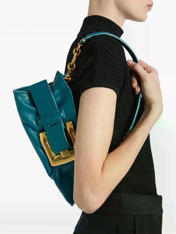 Balmain Mini Anthem Bag In Smooth Leather - Blue