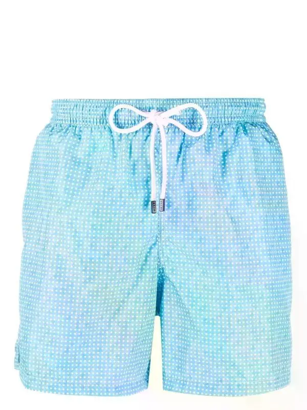Fedeli Recycled Polyester Printed Swim Shorts - Blue