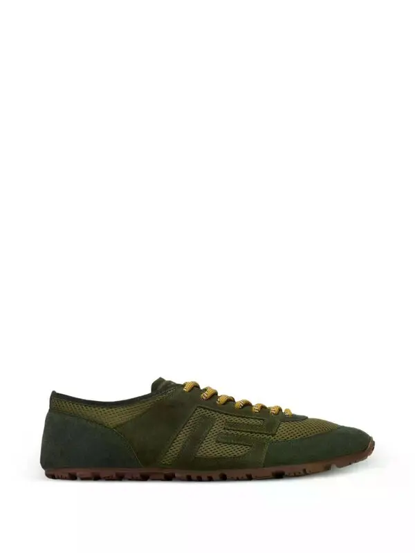 Balmain Racer Trainers In Mesh And Suede - Green