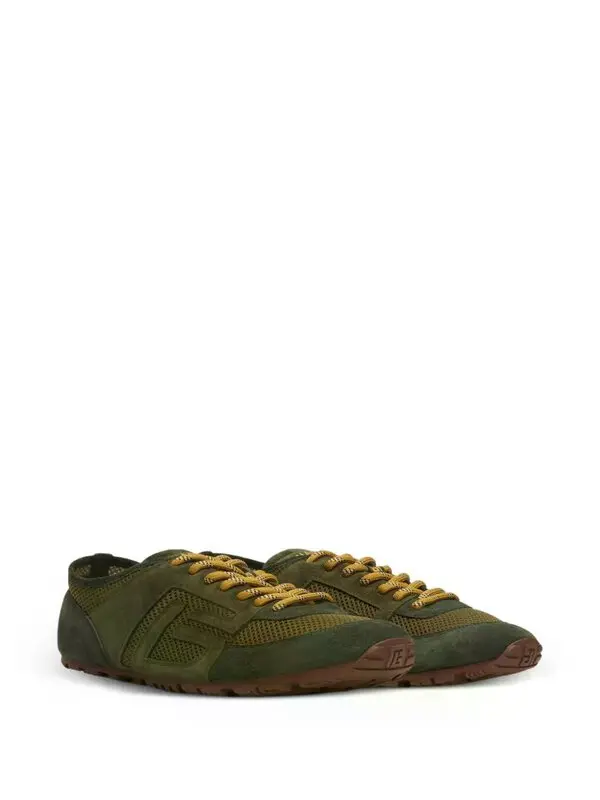 Balmain Racer Trainers In Mesh And Suede - Green